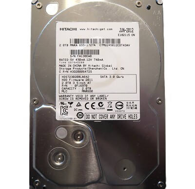 Hitachi HDS723020BLA642 0F16970 MNR6D0 (FA13) Chine 3.5 " 2TB SATA HDD ...