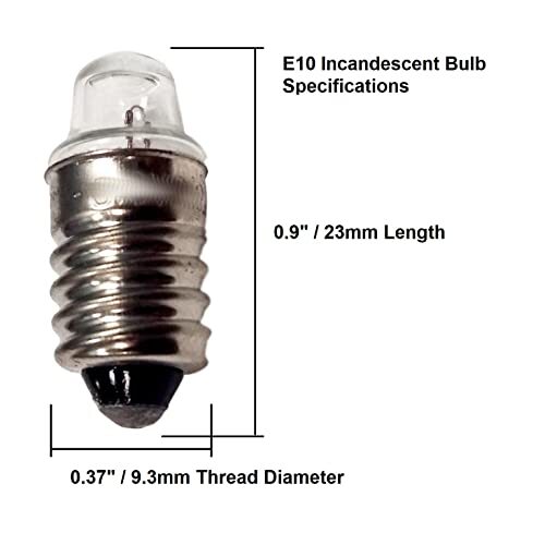 Pack Of 10 E10 Miniature Screw Base Light Bulbs 1.5v / 0.3a Flashlight ...