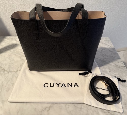 Cuyana Small Structured Leather Tote With Adjustable Strap - Black | eBay