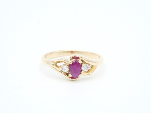 10K Yellow Gold Ruby and Diamond Women's Ring | eBay