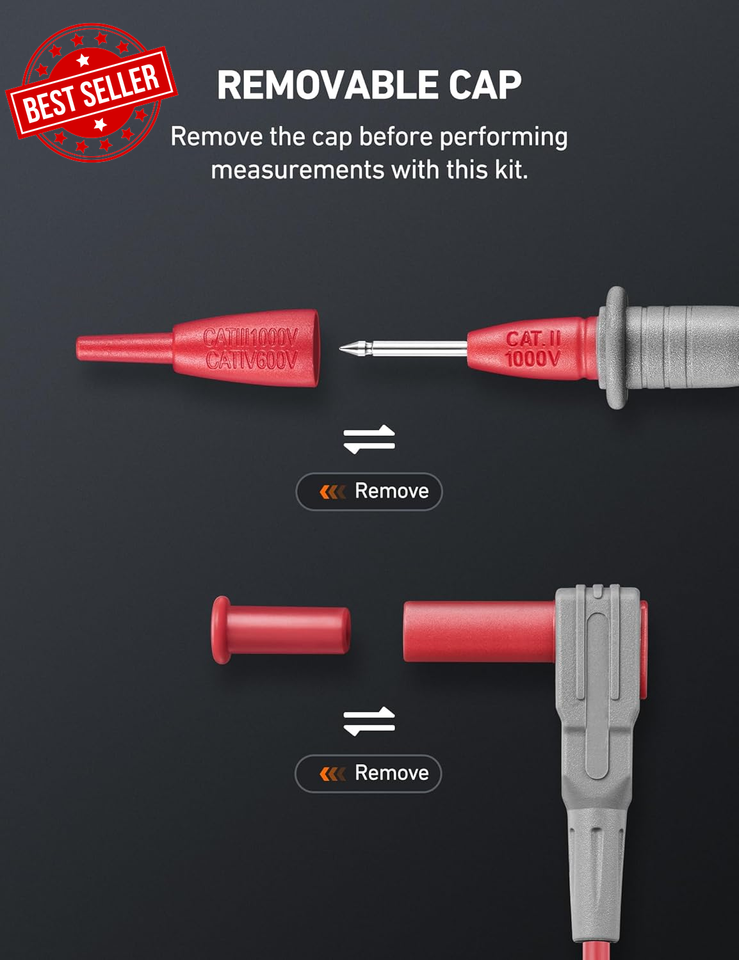 Multimeter Test Leads Kit Alligator Clips Mini Hooks Probes CAT IV ...