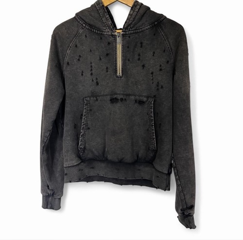 SOMAR Blight Hoodie Distressed Cropped Quarter Zip Purple Size M ...