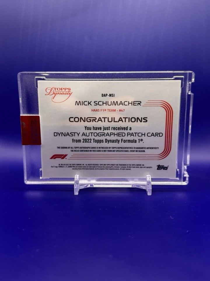 2022 Topps Dynasty F1 Mick Schumacher /10 Autographed patch card (DAP ...