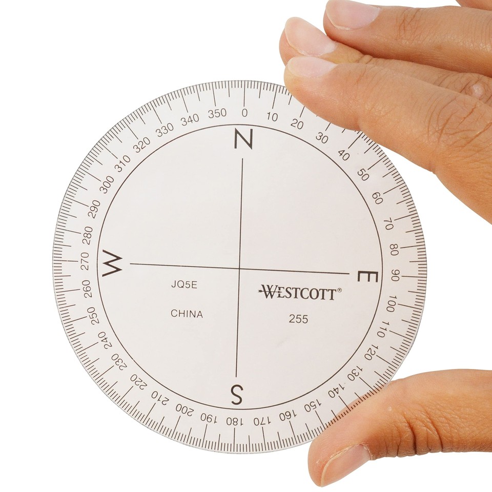 Westcott ‎360-Degree Protractor Compass for Drawing and Drafting Clear ...