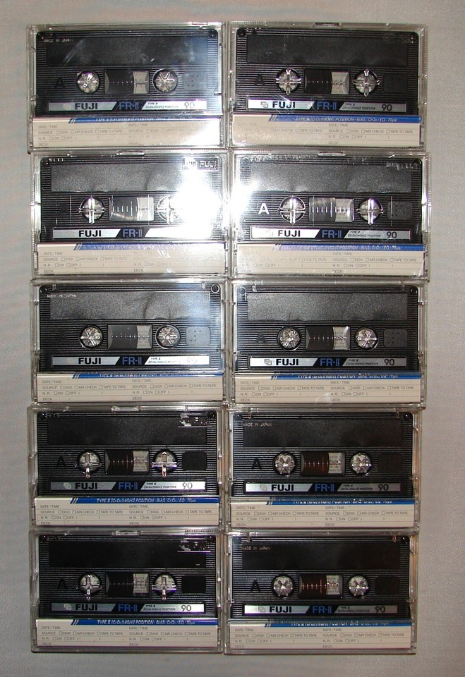 1985 FUJI FR-II Type II [CrO2(HIGH)] 90 Minute CASSETTE TAPES LOT OF 10 ...