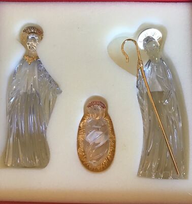 Vintage Gorham Nativity Holy Family Set Crystal with 24K Gold Accents ...