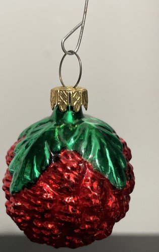 Vintage Raspberry Strawberry Glass Fruit Christmas Ornament Germany | eBay
