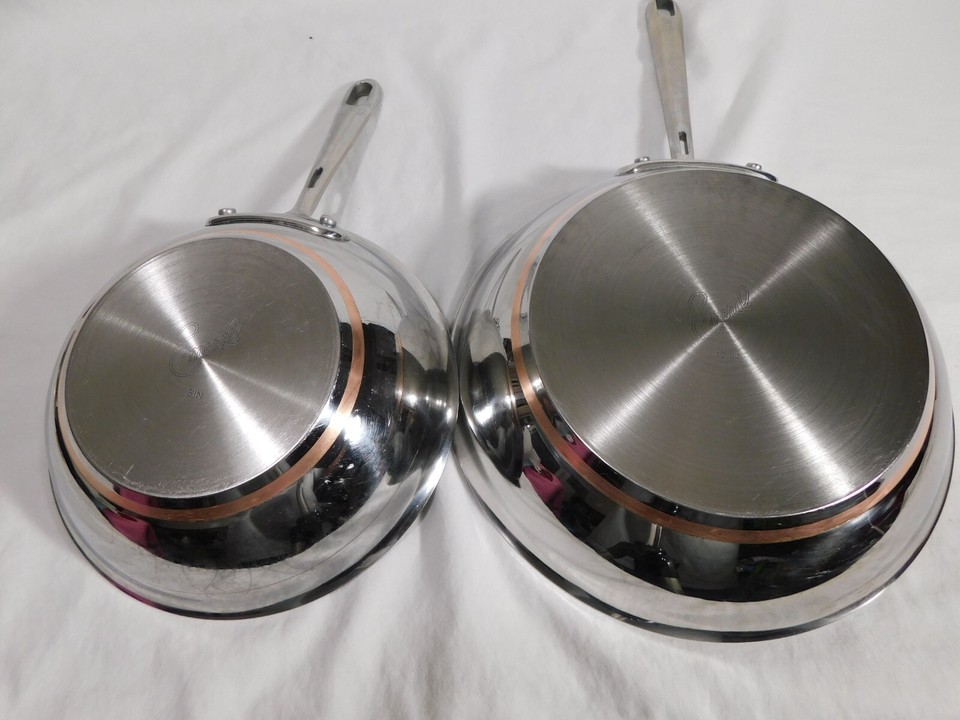 Set of 2 Emeril Skillets 10" and 8", Stainless Steel Copper Core Bottom ...