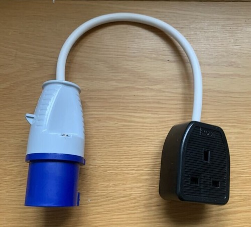 2 x 13A Mains Hook-Up UK Socket Adapter Leads for Camping/Motorhome ...
