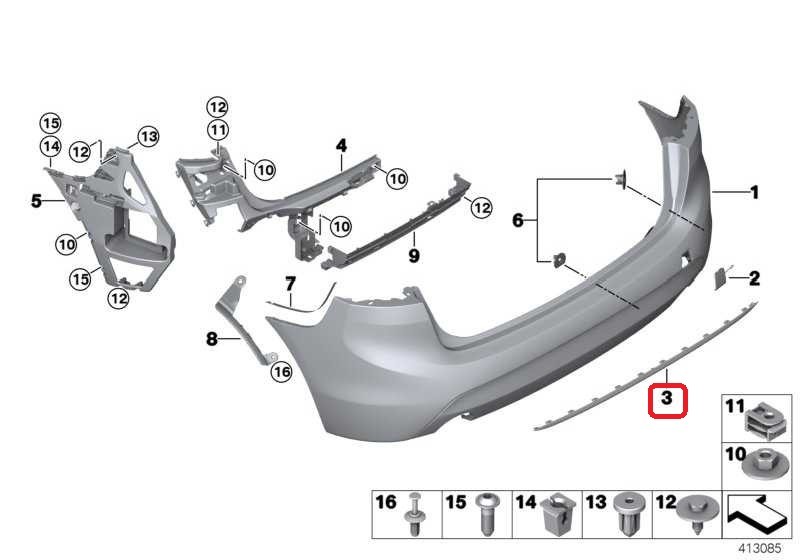 BMW NEW GENUINE 2 SERIES F45 ACTIVE TOURER SPORT LINE REAR BUMPER TRIM ...