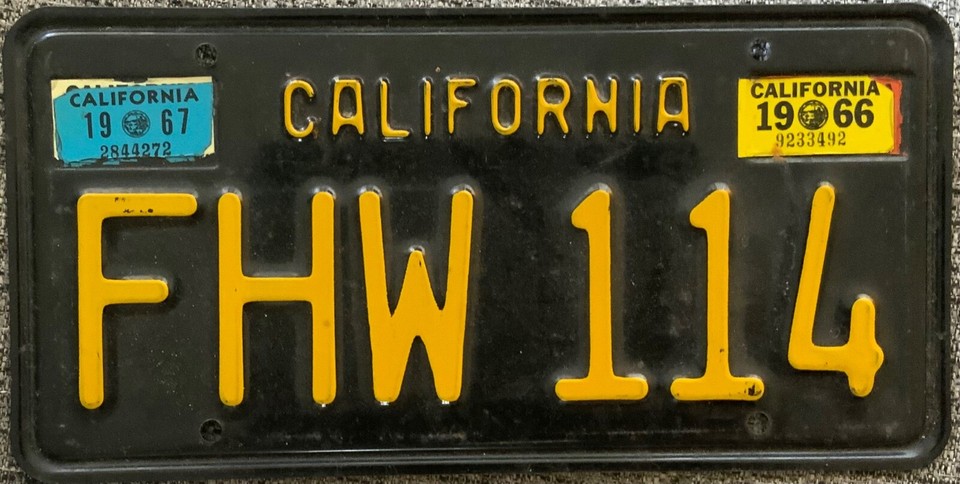 VARIOUS PLATE NUMBERS 1963 base California passenger black license ...