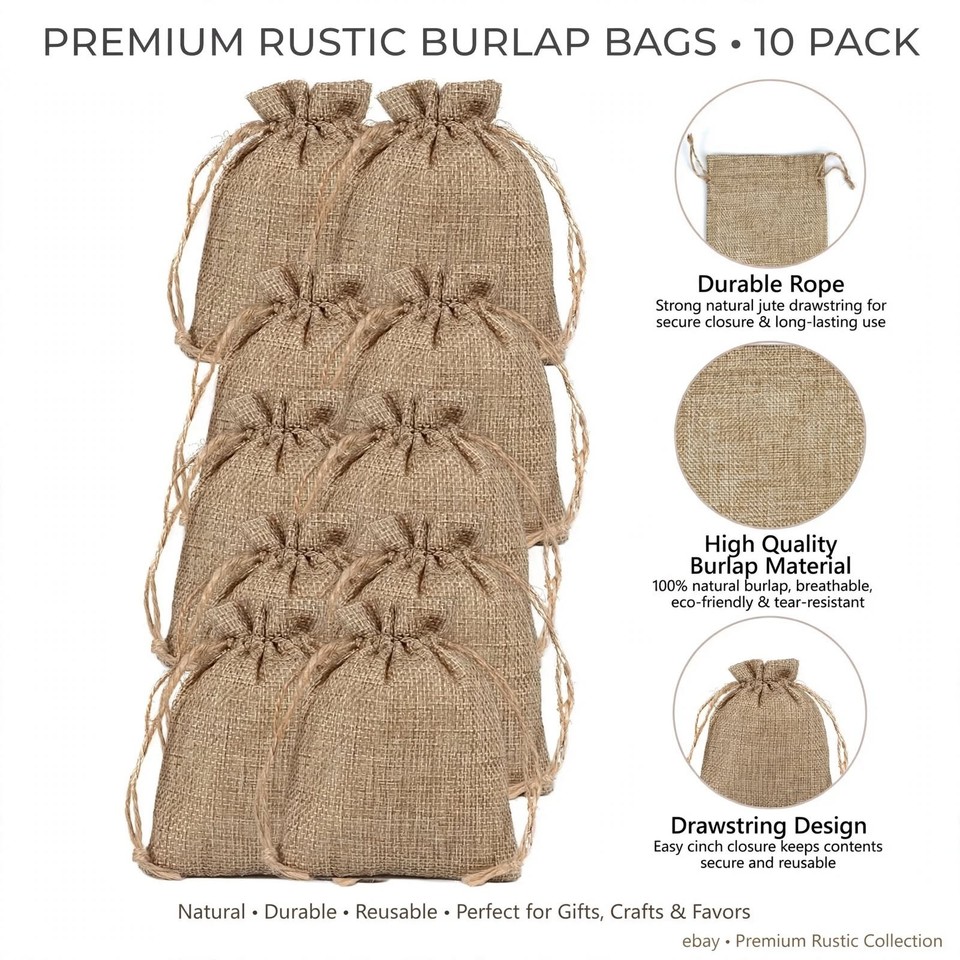 small linen bags Burlap Drawstring Bags 10x15cm Hessian Gift Bags ...