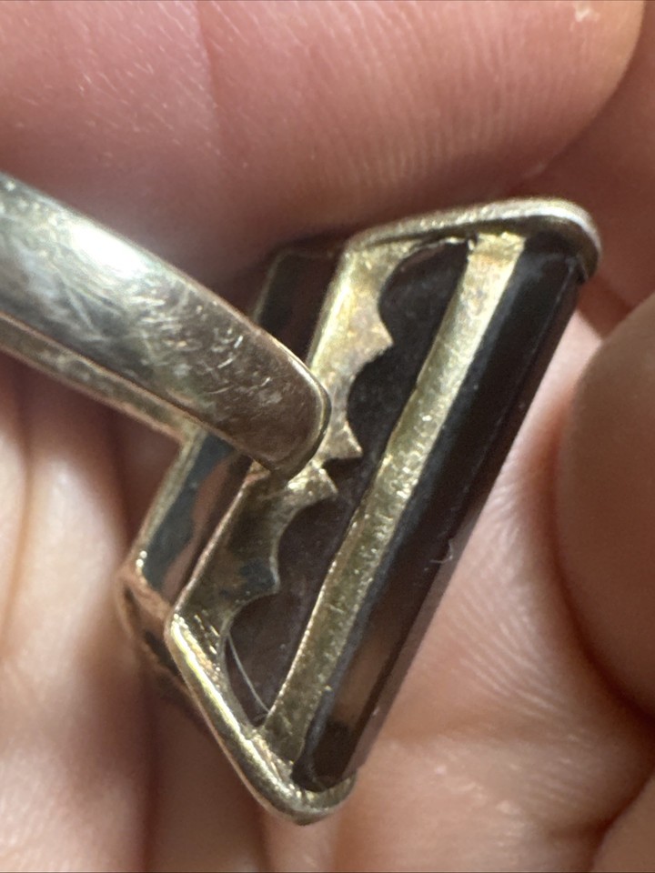 Vintage Art Deco Sterling Silver Brown Glass? Stone Ring Cocktail ...