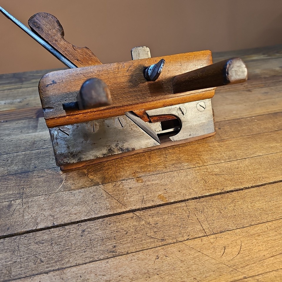 RARE Antique REED TOOL CO. UTICA Beech w/ Boxwood & BRASS Plow Plane ...