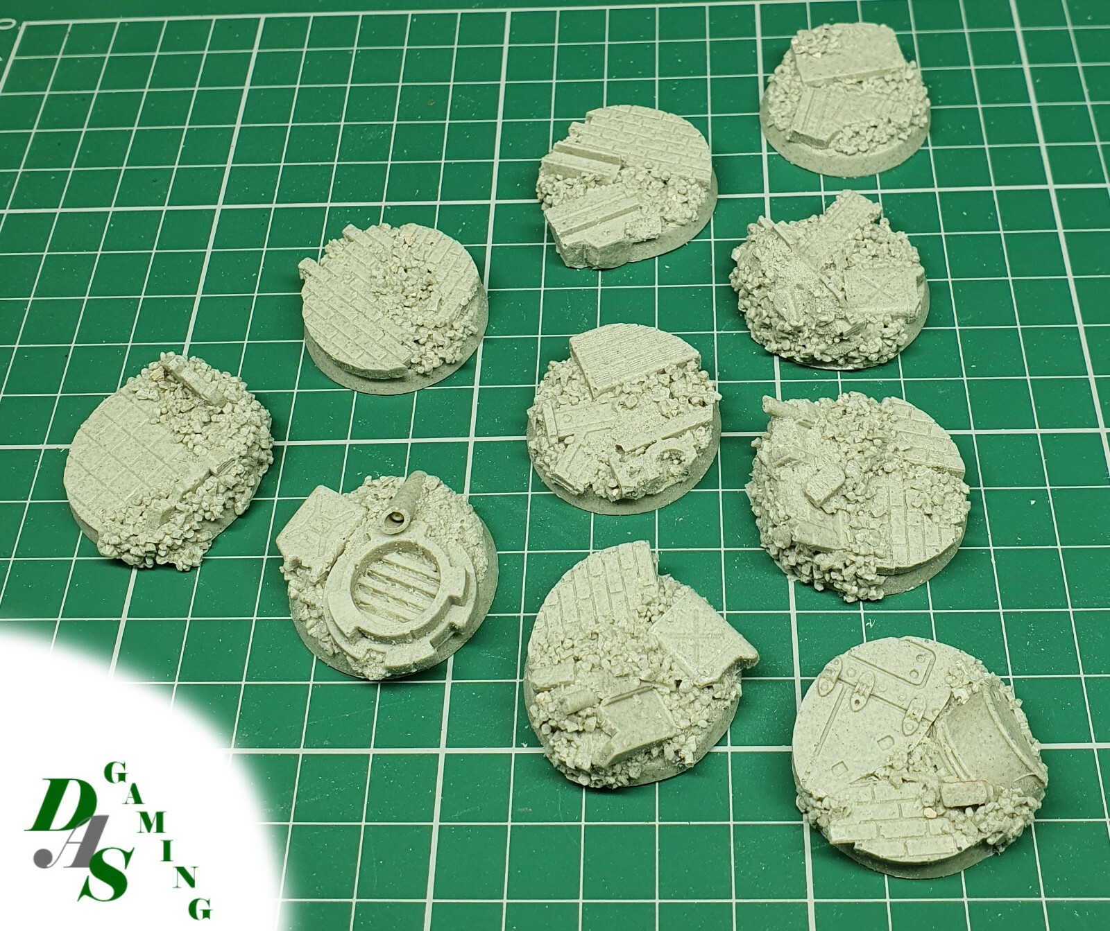 32mm Round Resin Scenic Infantry Bases Urban/Rubble #1 Wargames 40K ...