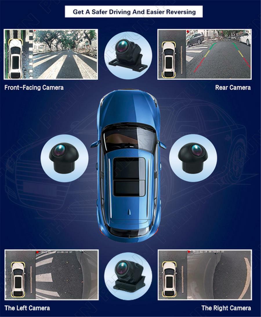 360° Seamless Bird View System 4 Camera Car Panoramic Reverse Parking ...