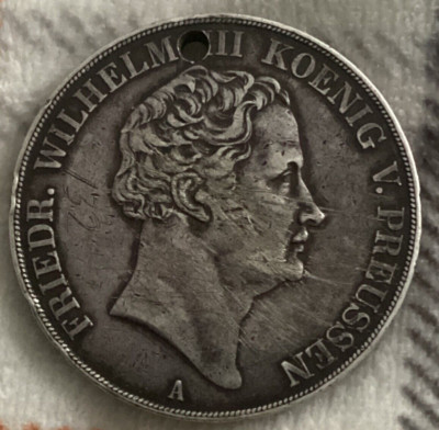 1840 A 2 THALER PRUSSIA GERMAN STATES WILHELM 3 1/2 GULDEN SILVER COIN ...