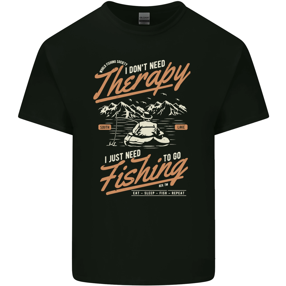Fischen Therapie Lustig Fischer Herren Baumwolle T-Shirt | eBay
