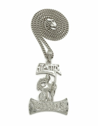 HIP HOP SILVER PT HYPNOTIZE MINDS PENDANT & 3mm 24" CUBAN CHAIN BLING ...