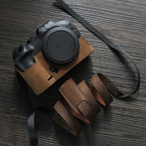 Real Cowhide Handmade Camera Half Case Bag Cover Protection Fit For ...