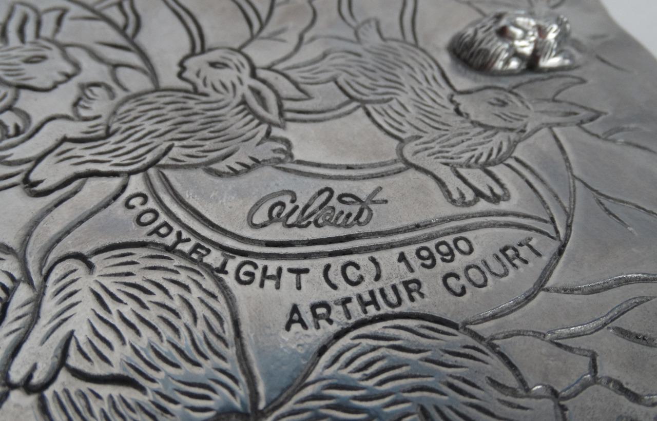 Arthur Court Round Hot Plate Tray Rabbit Pattern 8.5" Metalware 1990 | eBay