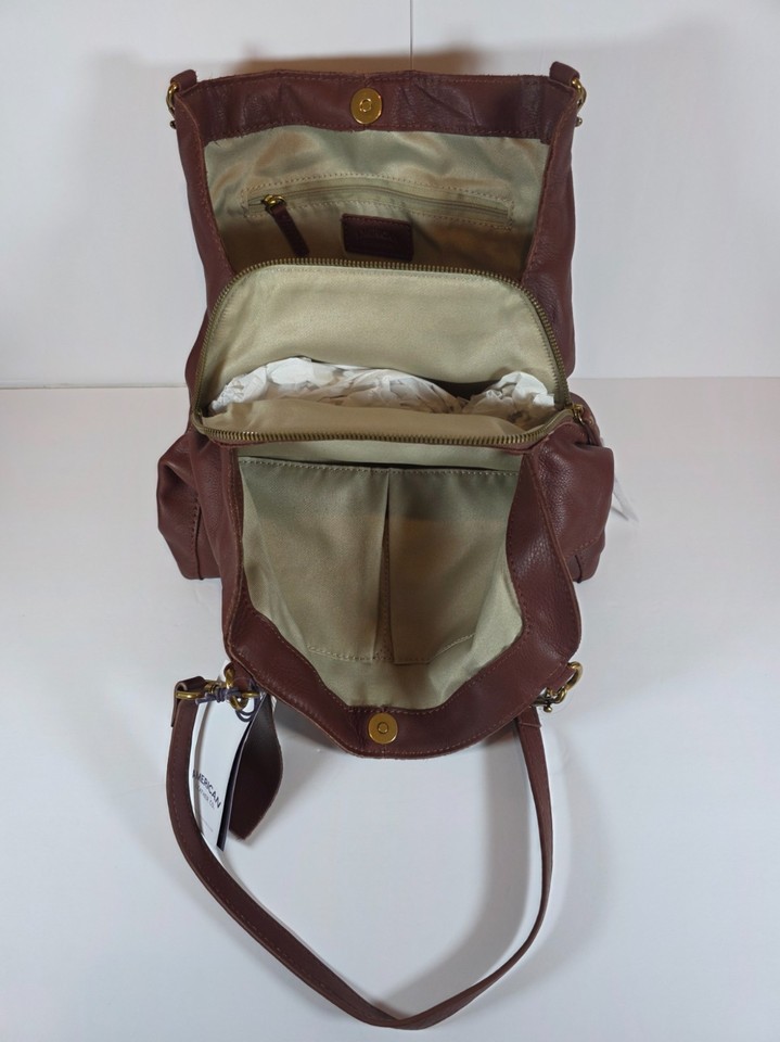 American Leather Co Austin Triple Entry Bucket LEATHER Shoulder Bag ...