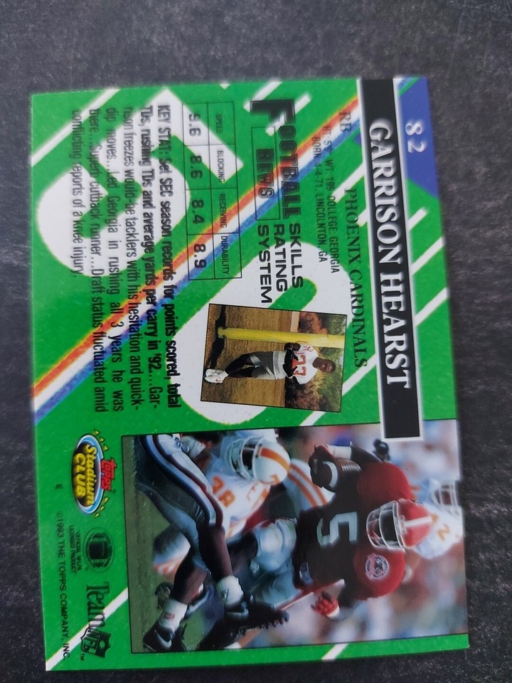 1993 TOPPS STADIUM CLUB GARRISON HEARST RC PITTSBURGH STEELERS #82 | eBay
