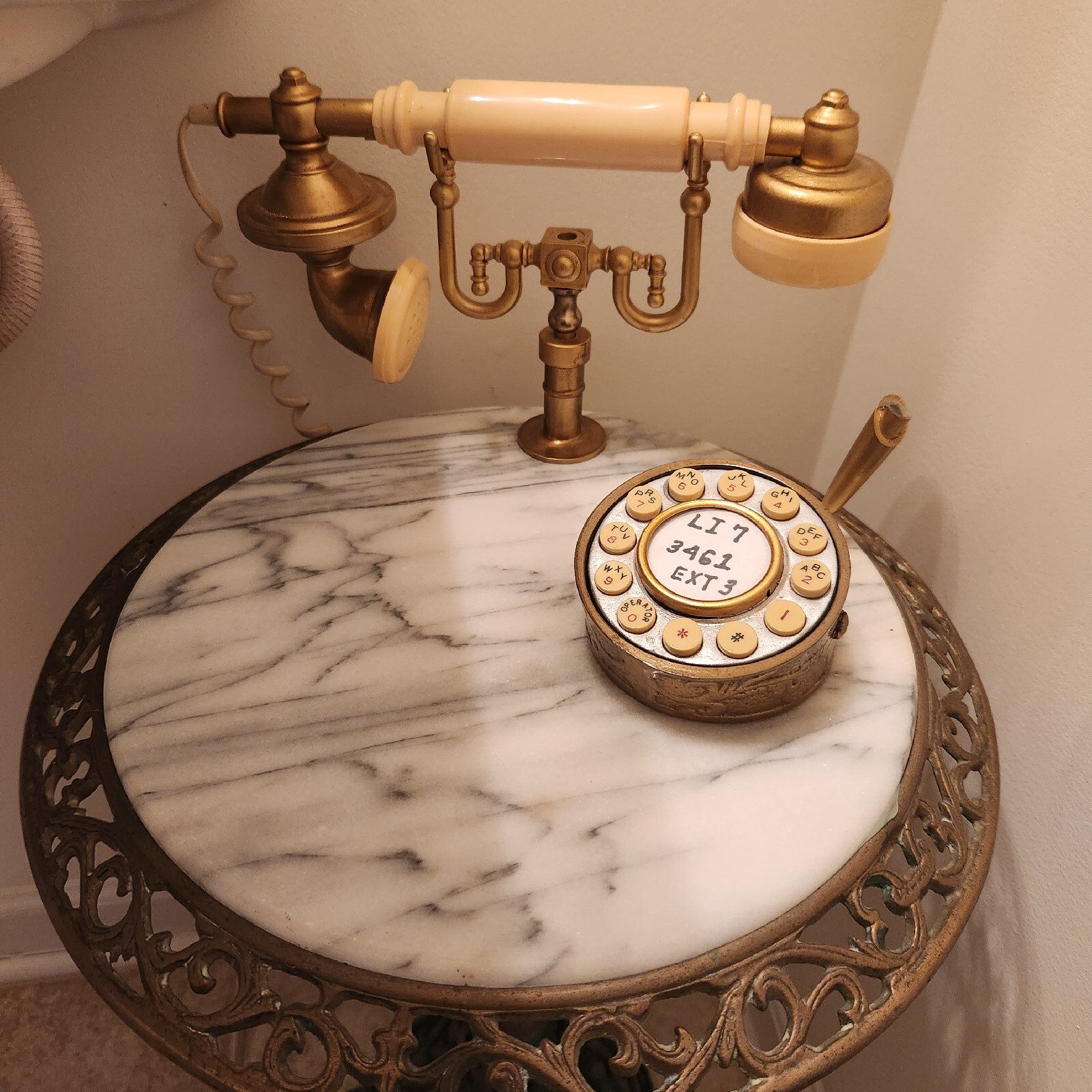 Rotary Telephone Table Brass With Marble Top | eBay