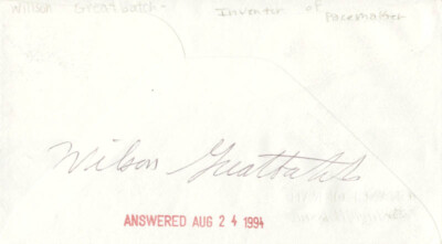 WILSON GREATBATCH - FIRST DAY COVER SIGNED CIRCA 1994 | eBay