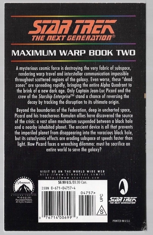 STAR TREK The Next Generation MAXIMUM WARP #63 Book Two of Two by Dave ...