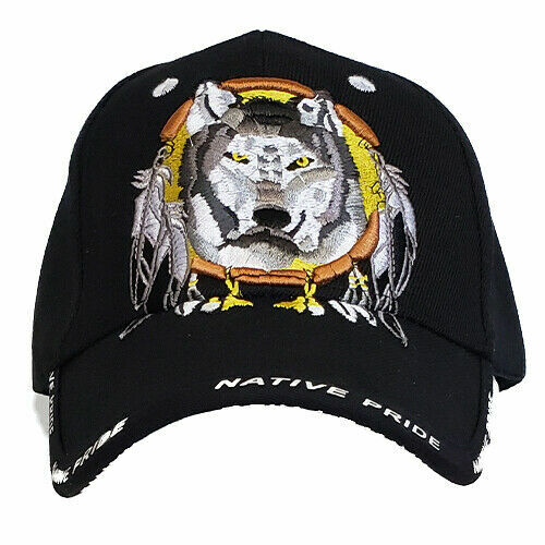 Native American Pride Indian Wolf Dreamcatcher Black Cap Hat | eBay