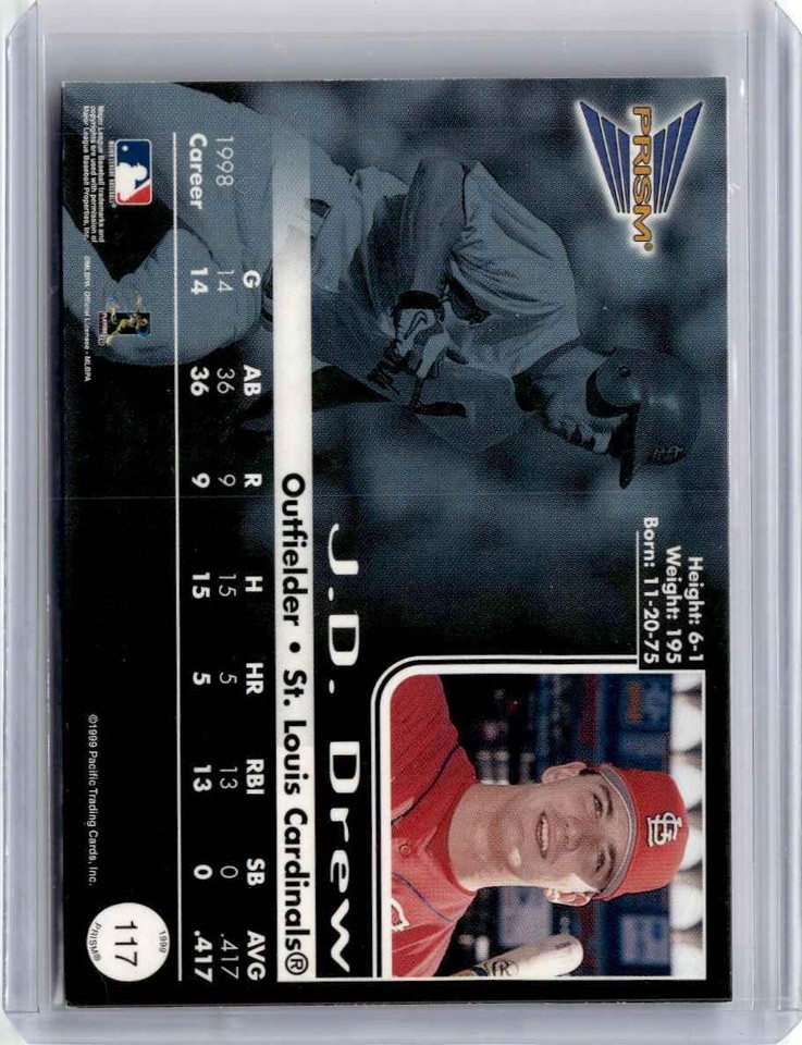 1999 Pacific Prism J.D. Drew Baseball Card St. Louis Cardinals #117 | eBay
