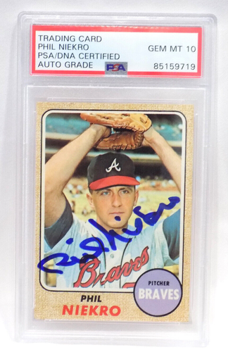 Phil Niekro PSA DNA 💎Gem Mint 10 Signed AUTOGRAPH Auto 1968 Topps CARD ...