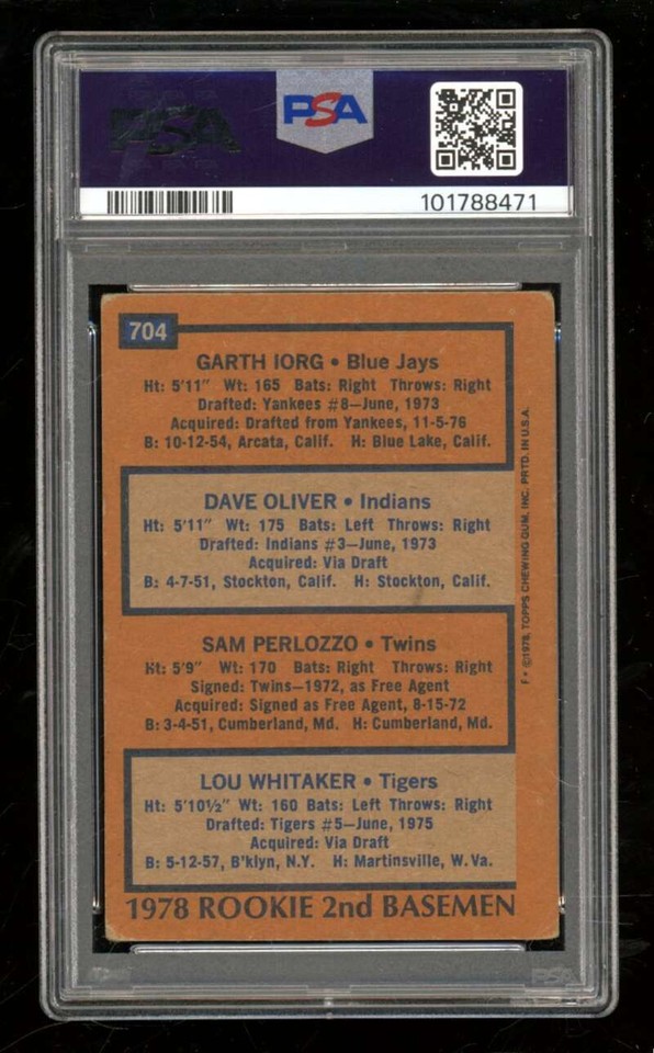 1978 Topps #704 Lou Whitaker +3 Signed Auto Autograph PSA/DNA Authentic ...