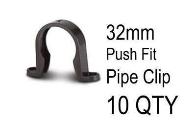 10 x 32mm Push Fit Waste Pipe Clips Black Water Plumbing Connector ...