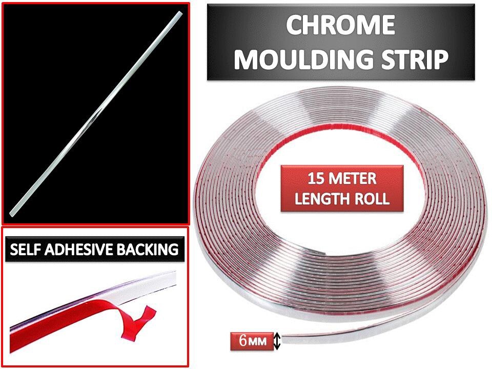 Moulding New Trim 15m 49ft Self Door Strip Silver Cover Car Chrome ...