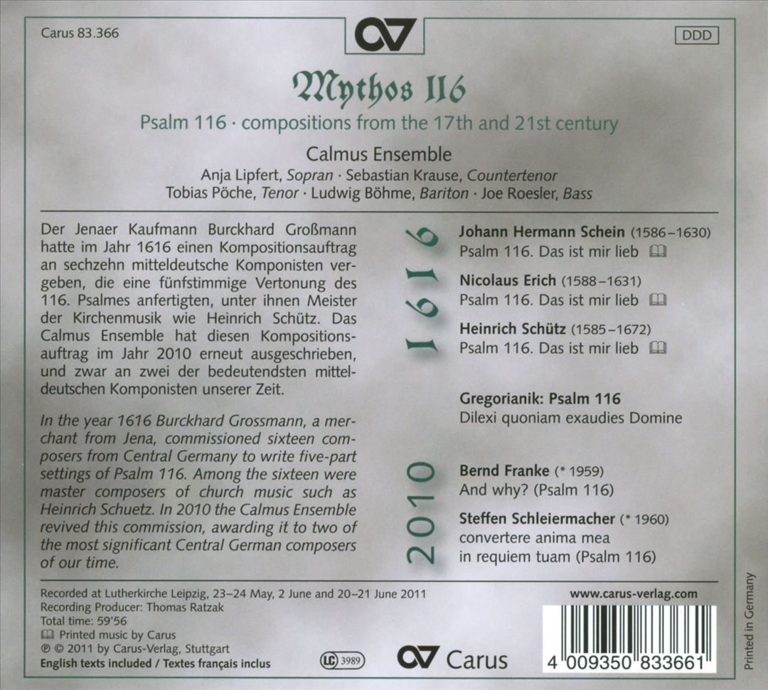 CALMUS ENSEMBLE MYTHOS 116 NEW CD 4009350833661 | eBay