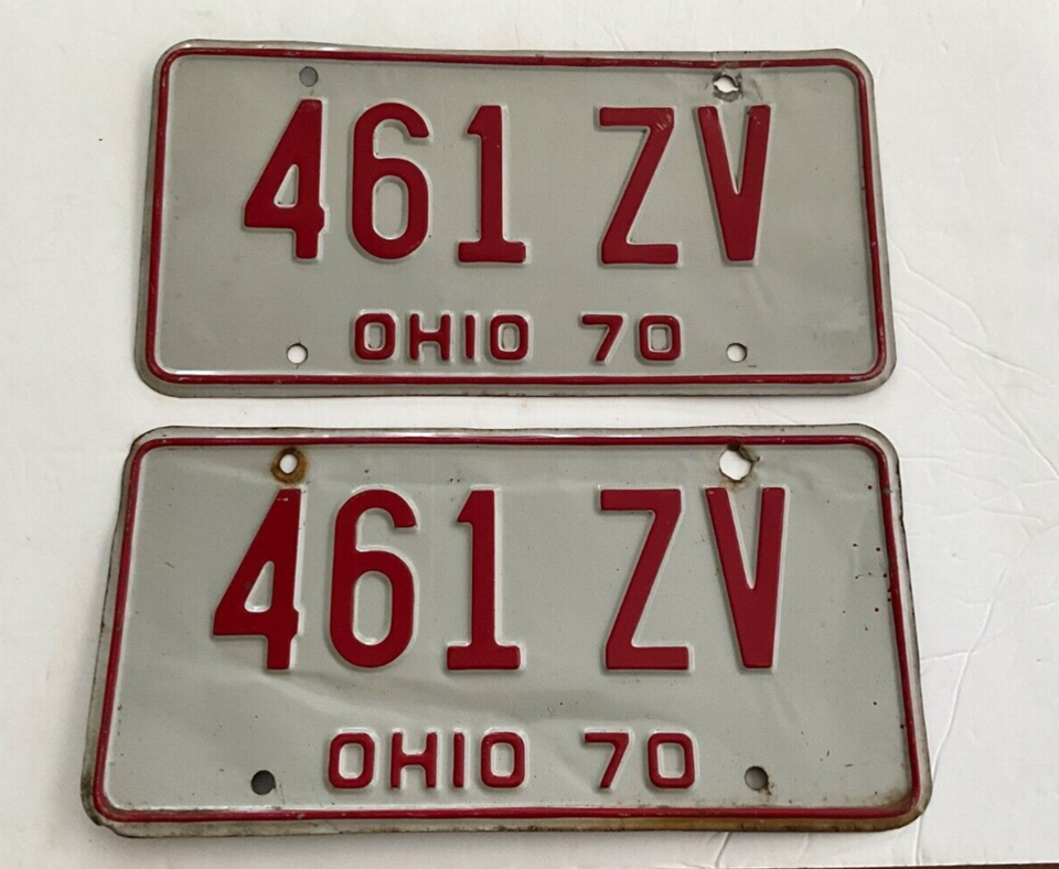 Pair 1970 Ohio License Plate Tag 461 ZV | eBay