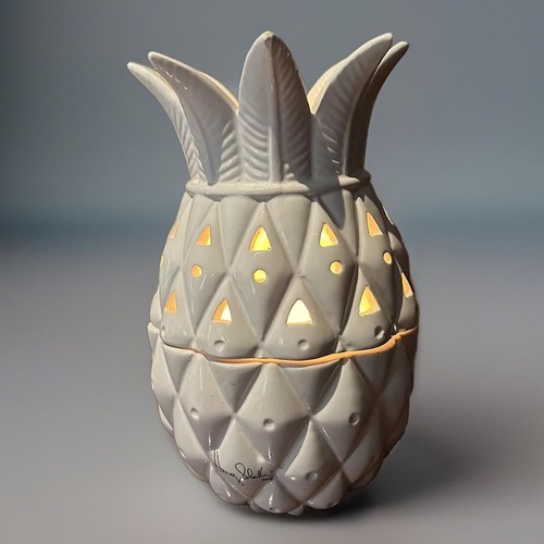 Harry Slatkin 2009 Ceramic Pineapple Candle Holder White 8" K91 | eBay