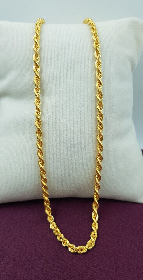 Authentic 22K Gold Chain Necklace Yellow Gold Rope Chain Hallmark Royal ...