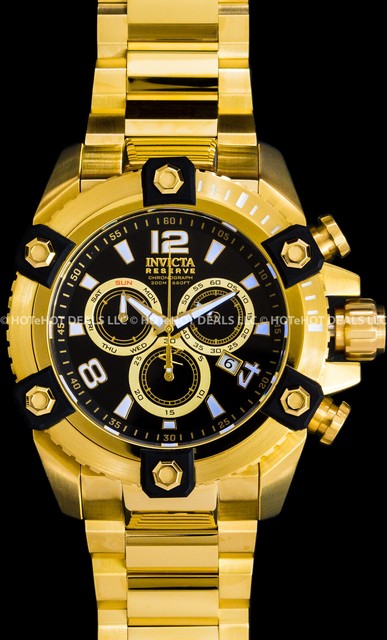 Invicta Men Reserve Arsenal Octane Swiss Chronograph Black 18k Gold ...