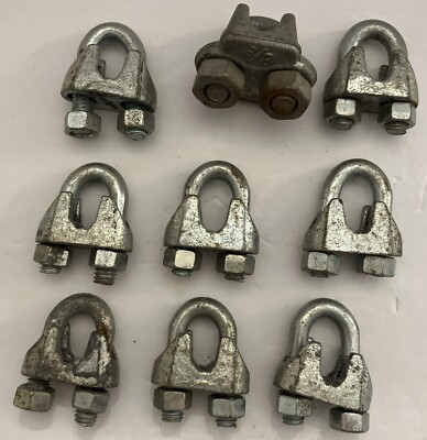 Cable Clamps 3/8” U-Bolts Galvanized Wire Rope Clamps Clips 9pcs | eBay
