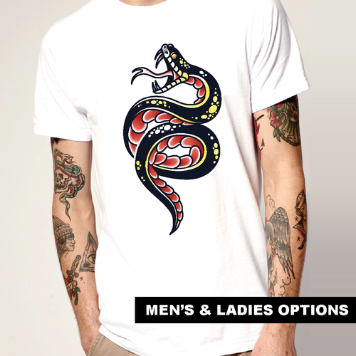 Cool T-Shirts Traditional SNAKE TATTOO Retro Cobra Serpent TShirt Flash ...