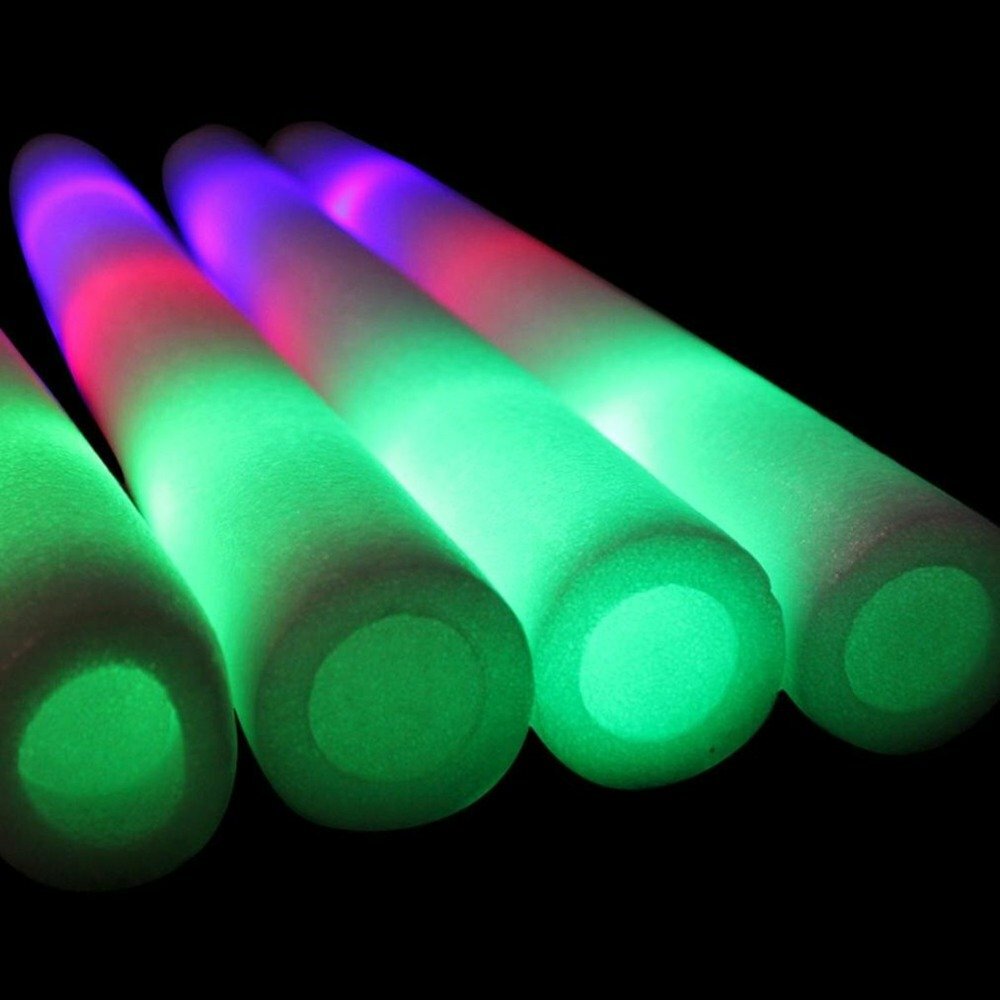 UP TO 100 LED Foam Sticks RGB Thunder Wand Glow Sticks Flashing Light ...