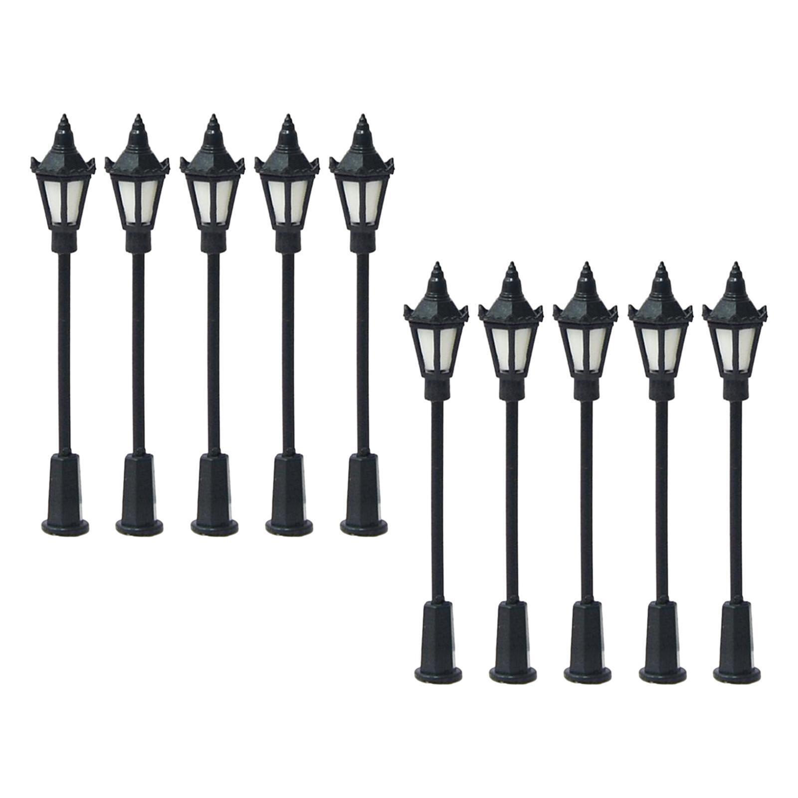 10Pcs 1:150 Scale Railway Train Lamp Post Model Mini Street Posts Light ...