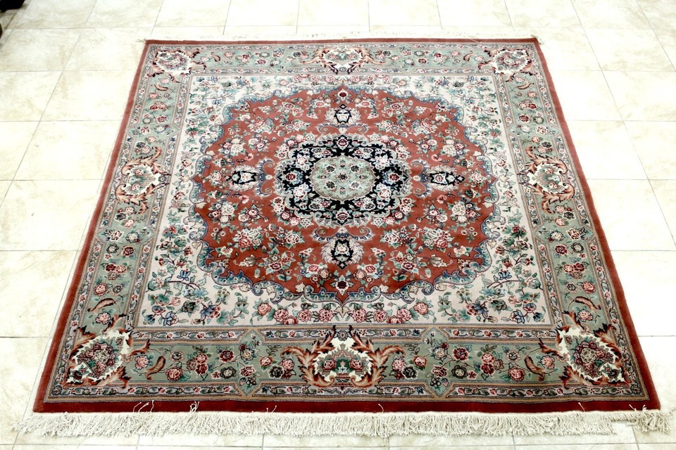 8X8 BREATHTAKING MINT 400KPSI HAND KNOTTED VEGETABLE DYE SILK & WOOL ...