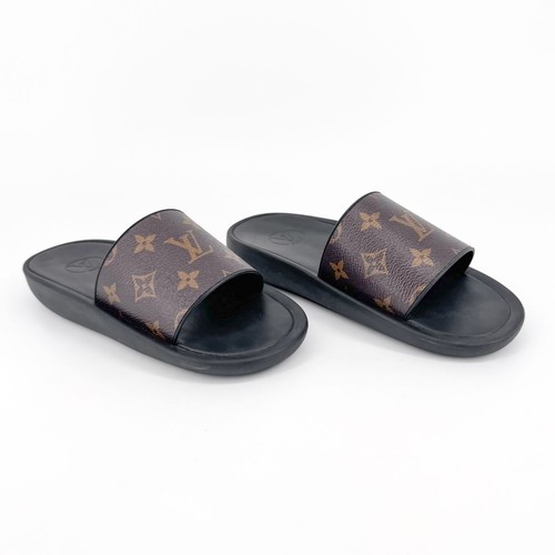 Louis Vuitton Sunbath Black LV Monogram Pool Slide Sandals Size 37 US 7 ...