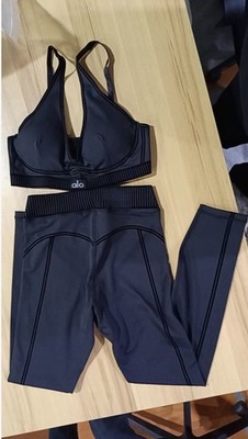 Alo Women's Black Yoga Activewear Set - Bra & Leggings, 2 Piece, Solid ...