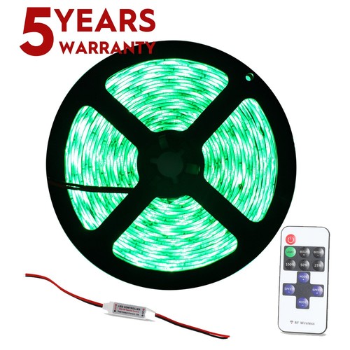 Bright 2835 Green Waterproof SMD 300 LED Flexible Strip light 12V 5M 16 ...