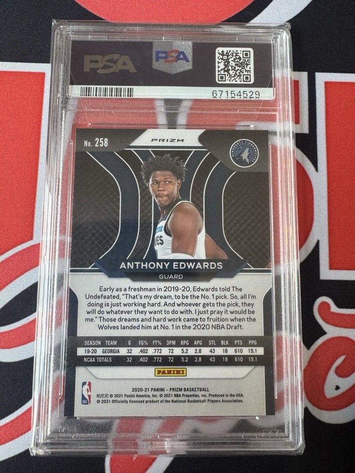2020-21 Panini Prizm Anthony Edwards RC Ruby Wave Prizms Rookie #258 💎 ...